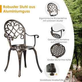 Costway Venkovní bistro set ze 3 dílů litého hliníku, starožitný bronz