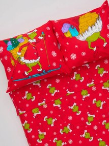 Sinsay - Bavlněný povlečení set s vánočním vzorem Grinch - červená