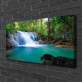 Obraz na plátně Vodopád Jezero Les Příroda 125x50 cm