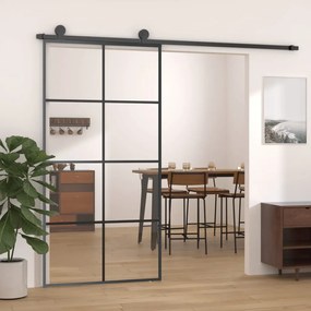 vidaXL Posuvné dveře černé 102,5 x 205 cm ESG sklo a hliník