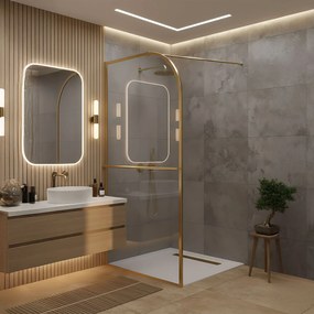 Rea Sky, sprchová zástěna Walk-In 100x200 cm, zlatá matná, REA-K4330