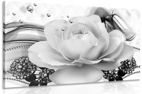 Obraz luxusní růže s abstrakcí v černobílém provedení