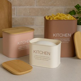 Zeller Present Plechová dóza s bambusovým víkem, mandlová KITCHEN ZELLER 2,3l - 17 x 12 x 16 cm