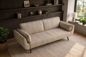 Designová rozkládací pohovka Amiyah 220 cm šampaňský samet