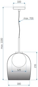 Toolight - stropní skleněná lampa G9 25W APP1026-1CP, černá, OSW-09484