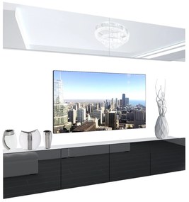 Obývací stěna Belini Premium Full Version  bílý lesk / černý lesk + LED osvětlení Nexum 93