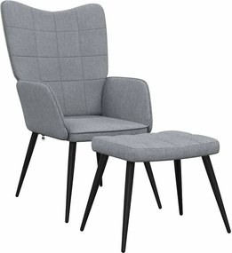 Relaxační židle se stoličkou světle šedá textil 327952
