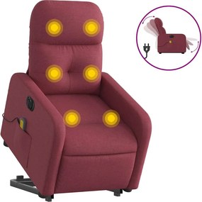 Elektrické zvedací masážní polohovací křeslo vínové textil 3206825