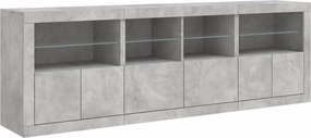 Příborník s LED osvětlením betonově šedý 202 x 37 x 67 cm 3209012