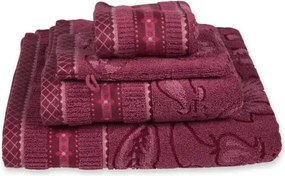 Pip Studio ručníky z bavlněného froté Jasmine Jacquard, tmavě růžové (Luxusní ručníky z bavlněného froté v designu Jasmine Jacquard v tmavě růžové)
