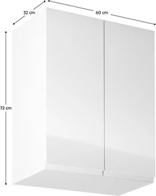 Horní skříňka, bílá/bílý extra vysoký lesk, AURORA G602F