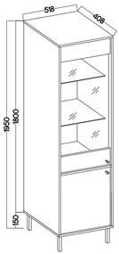 TOKYO 2 e | vitrína 101 | 51,8 cm | eukalyptová/černá