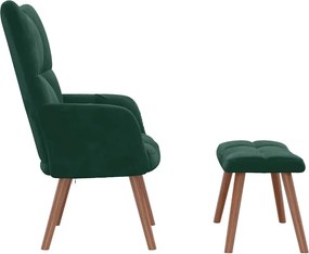 Relaxační křeslo se stoličkou tmavě zelené samet 328064