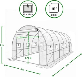 Fólie na zahradní tunel pro pěstování, bez rámu VANA, 6 x 3 m