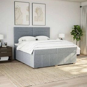 Box spring postel s matrací světle šedá 200 x 200 cm textil 3294075