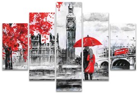 Malvis ® Obraz londýnská procházka červená Velikost (šířka x výška): třídílný obdélník - 120x80 cm