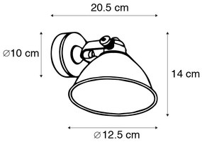 Průmyslová nástěnná lampa černá se zlatem nastavitelná - Liko