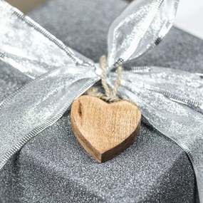 Dekorace přírodní dřevěné srdce na provázku S - 4,5*1*6 cm