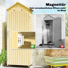 Zahradní skříňka dřevo extra vysoká kůlna na nářadí s nastavitelnou policí magnetické dveře pozinkovaná střecha větrání