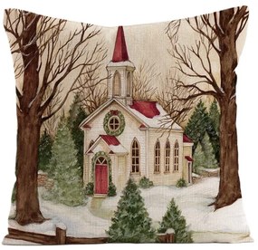 Vánoční povlak na polštář WINTER TIME 45x45 cm, barevný