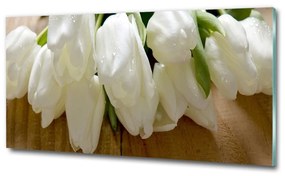 Wallmuralia Fotoobraz na skle Bílé tulipány 100x50