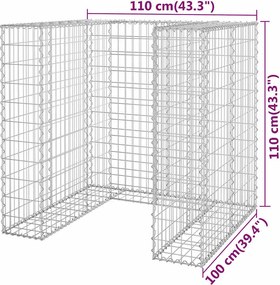 vidaXL Gabionová zástěna pro popelnici pozinkovaná ocel 110x100x110 cm [151298]