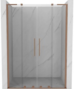 Mexen Velar L Duo, posuvné sprchové dveře do otvoru 150 cm, 8mm čiré sklo, měděná matná, 871-150-003-02-65