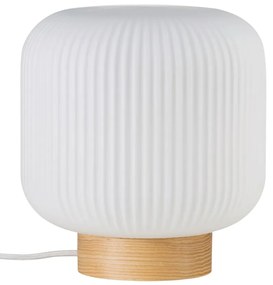 OnaDnes -20% Nordlux Opálově bílá skleněná stolní lampa Milford s dřevěnou podstavou