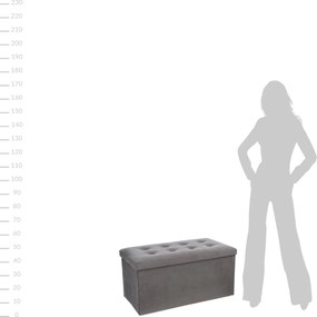 Velký pouf s odkládací přihrádkou v šedé barvě, pouf na chodbu, pouf na pokoj, skládací pouf, sedadlo, pouf