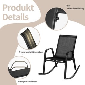 Costway Sada 2 houpacích křesel s prodyšným látkovým sedákem Ergonomická – černý