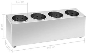 vidaXL Marketos Stojan na příbory 4 košíky obdélníkový nerezová ocel