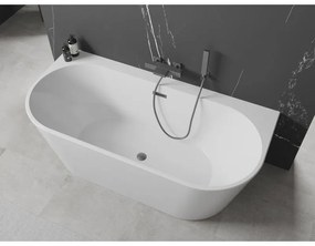 Mexen Oval+, volně stojící vana ke stěně 170 x 80 cm, bílá lesklá, broušený grafit přepad, 52681708000-66