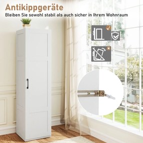 Costway 150 cm vysoká úložná skříň volně stojící 4patrová podlahová s dvířky