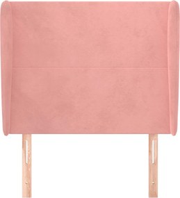 Čelo postele typu ušák růžové 93 x 23 x 118/128 cm samet 3117717