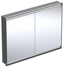 Geberit ONE - Zrcadlová skříňka s LED osvětlením, 120x90x15 cm, 2 dvířka, vestavná, matná černá 505.805.00.7