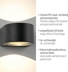 PN 9460-13 CARLA LED venkovní nástěnné svítidlo antracit IP54 3000K - PAUL NEUHAUS