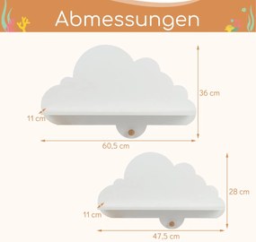 Costway Sada 2 nástěnných polic, plovoucí police v cloudovém designu – přírodní