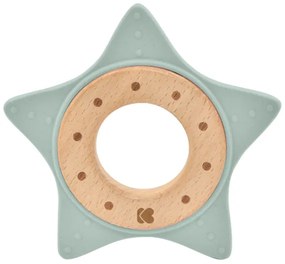 KikkaBoo Kousátko silikon a dřevo Star Mint
