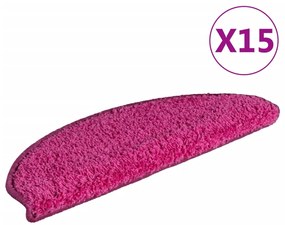 vidaXL Marketos Schodové rohože 15 ks 65 x 21 x 4 cm růžové, půlkulaté, velké
