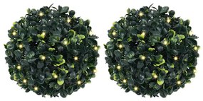 Umělé buxus koule s LED světly 2 ks zelené 22 cm