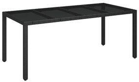 vidaXL Zahradní stůl se skleněnou deskou černý 190x90x75 cm polyratan