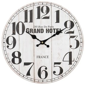 Bílé vintage nástěnné hodiny Grand Hotel – 34x4 cm