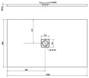 Polysan Polysan, FLEXIA vanička z litého mramoru, 150x90x3cm, 72898