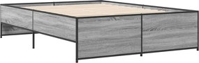Rám postele šedý sonoma 140 x 190 cm kompozitní dřevo a kov 3279900