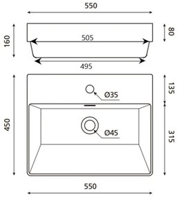 Bathco 0062 - Zápustné umyvadlo FUNCHAL 55x45 cm porcelán/bílá