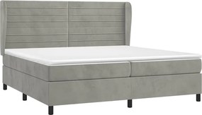 Box spring postel s matrací světle šedá 200x200 cm samet 3129291