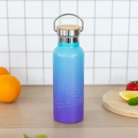 BAAGL Termoláhev s bambusovým víčkem Gradient modro-fialová 500 ml