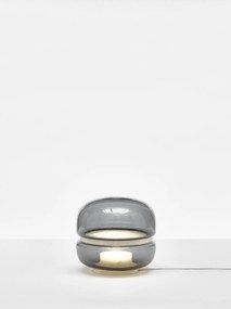 Designová stolní lampa Brokis Macaron S, PC1038 Barva skla: Amber - transparentní sklo, Základna: Onyx bílý (CSFB1535), Disk: Onyx bílý (CSOP1532)