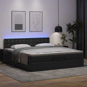 Osmanský postel s matracemi&amp;LED černá 160x200cm umělá kůže 3312162