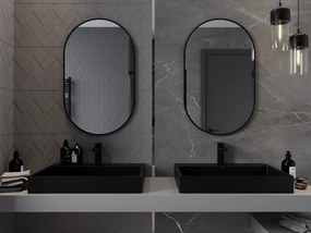 Mexen Loft oválné koupelnové zrcadlo 90 x 55 cm, černý rám - 9851-090-055-000-70